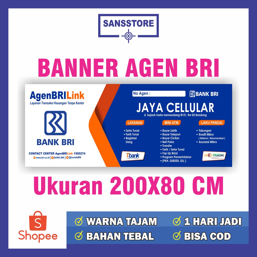 Jual BANNER AGEN BRI SPANDUK 200X80 | Shopee Indonesia