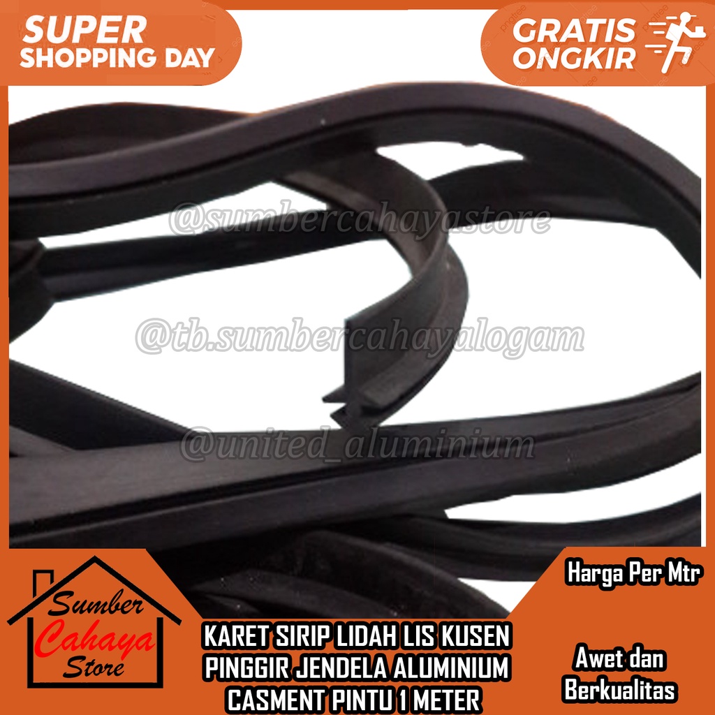 Jual Karet Lis 726 Sirip Lidah Hitam Putih Jendela Aluminium Seal 1 ...