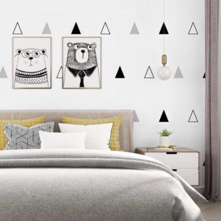 Jual READY WALLPAPER STICKER SEGITIGA HITAM ABU KECIL 3D ukuran 45 cm x ...