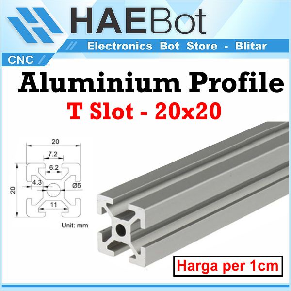 Jual [HAEBOT] Aluminium Profile T Slot 2020 20x20 AP2020 Alumunium Profil Frame CNC Extrusion ...