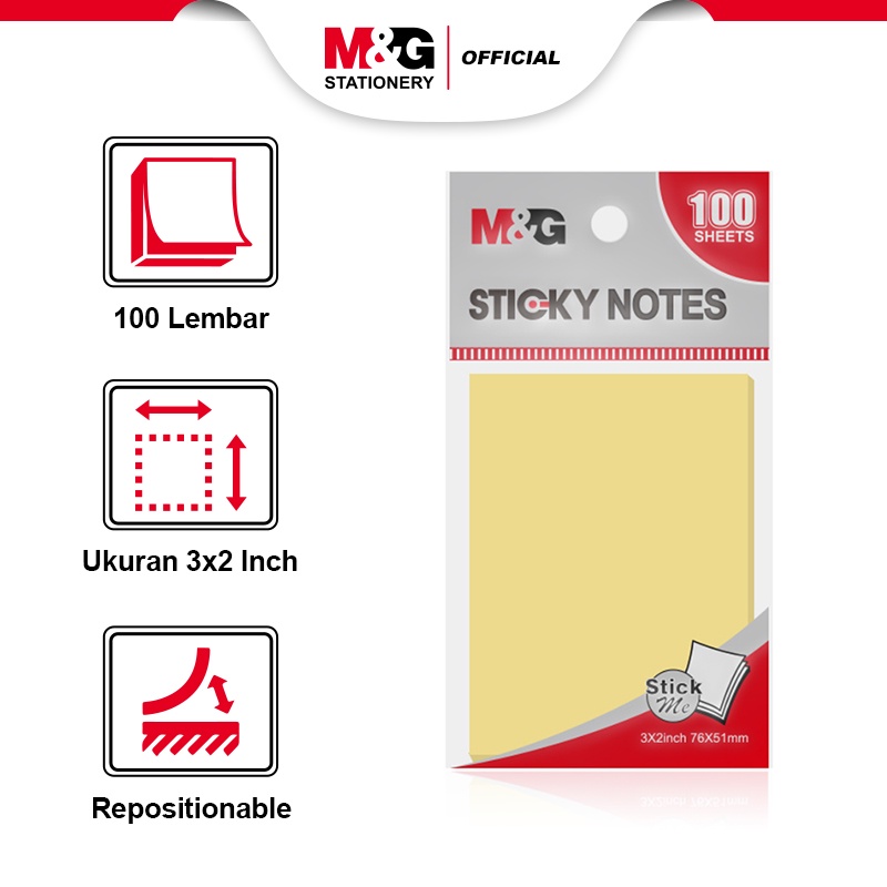 Jual M&G Sticky Notes Memo Tempel 100 Lembar Kertas Warna Kuning ...