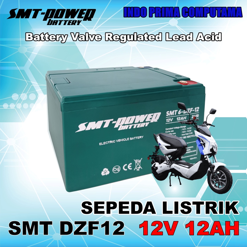 Jual BATTERY BATERAI AKI KERING 12V 12AH 2HR SMT 6 DZF 12 SEPEDA LISTRIK VIAR UWINFLY GODA SELIS ...