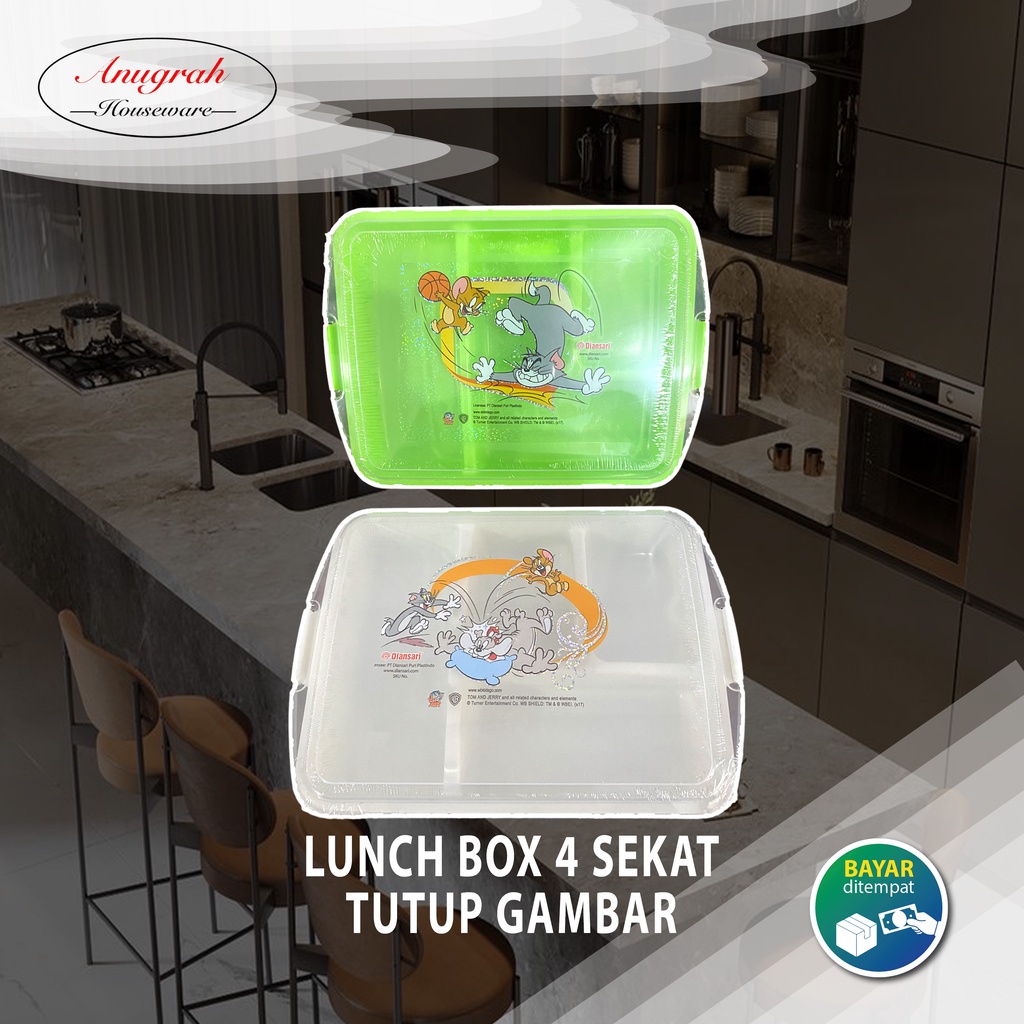 Jual Kotak Makan/ Tempat Makan / Lunch Box Sekat Kotak Segi Tutup ...