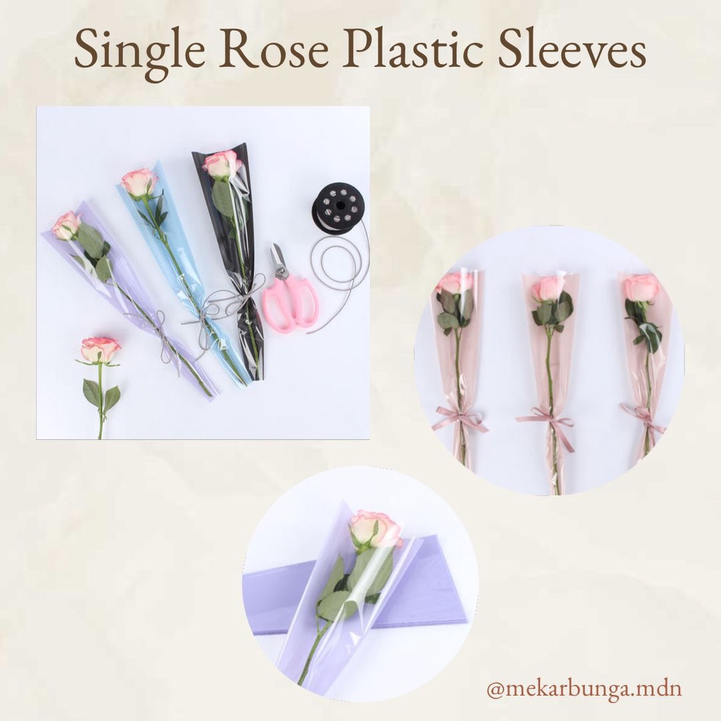 Jual (1pc) Plastik Mawar / Rose 1 Tangkai Single Flower Plastic Sleeves ...