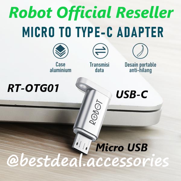 Jual Robot RT-OTG01 Micro USB to Type-C USB-C Small & Portable OTG ...