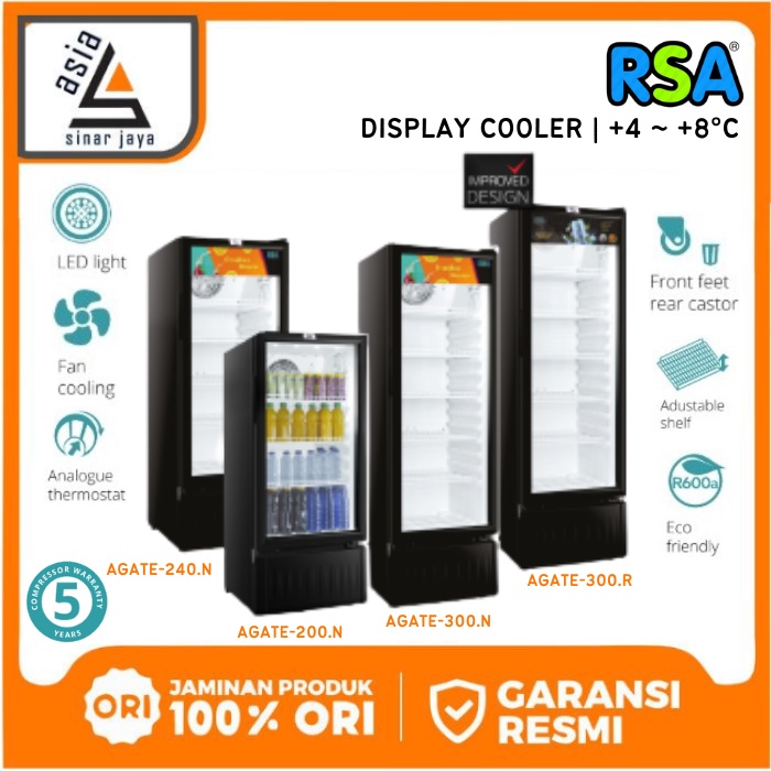 Jual Display Cooler RSA AGATE 300 R 290 Liter Showcase Cooler | Shopee ...