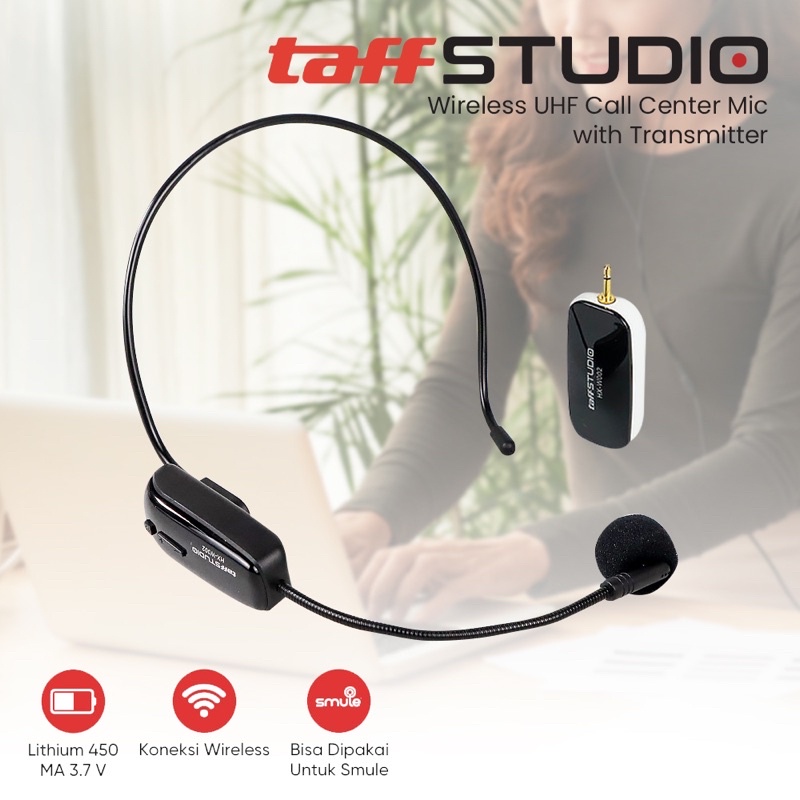 Jual TaffSTUDIO Wireless UHF Call Center Mic with Transmitter - HX-W002 ...
