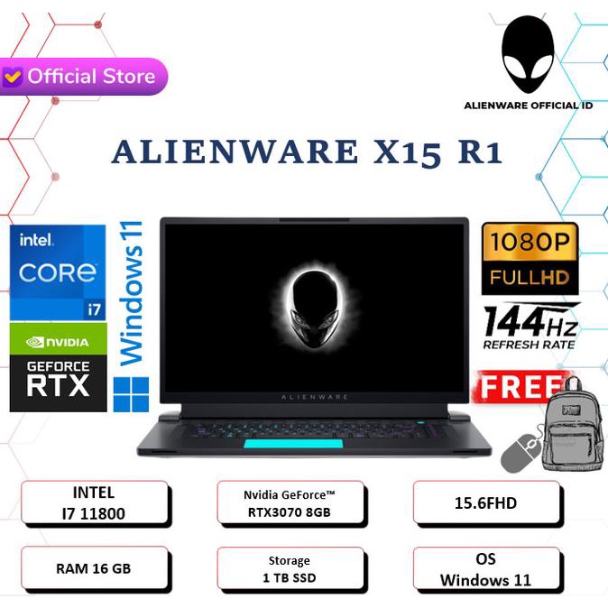Jual Dell Alienware X15 R1 360Hz Rtx3070 I7 11800H 16Gb 1Tbssd W10 15 ...