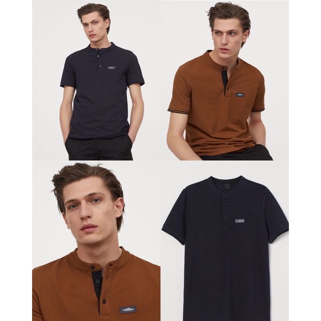 Jual HenM Granded collar polo shirt & Bershka Short Sleeve Polo Shirt ...