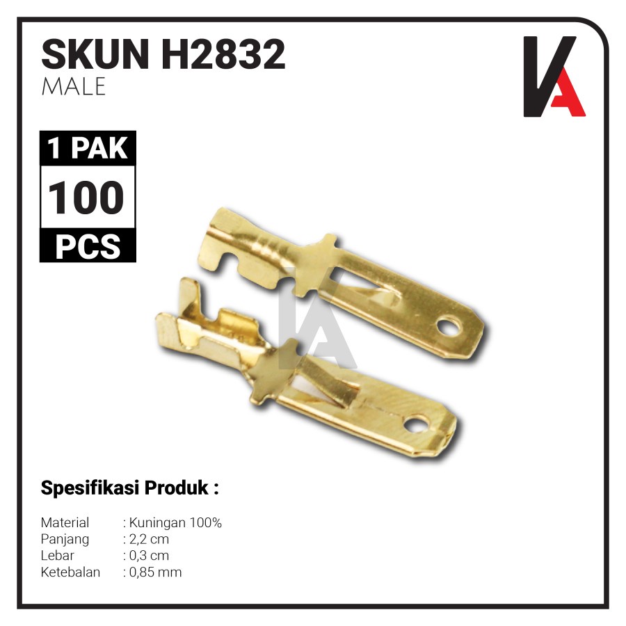Jual Skun Konektor Gepeng Cowok / Skun Male / Terminal Skun Gepeng ...