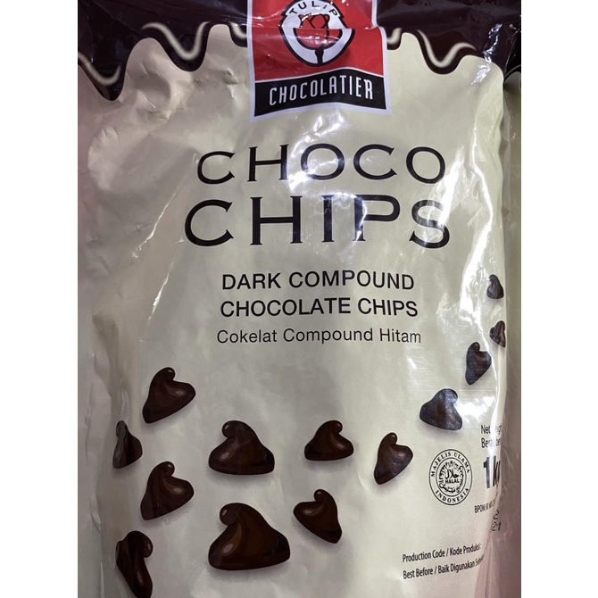 Jual Tulip chip compound dark 1 kg pack / chocolate coklat chip Ready ...