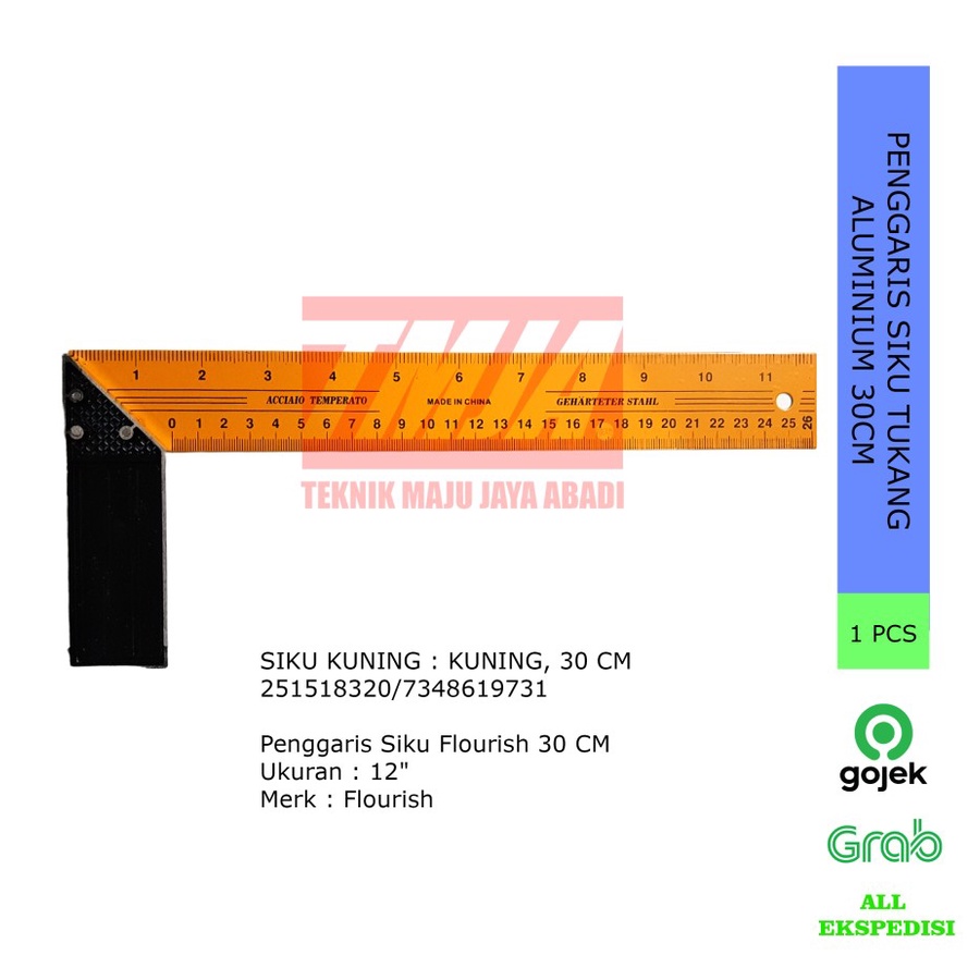 Jual FLOURISH Penggaris Siku Tukang 30cm Angle 90 Derajat | Shopee ...