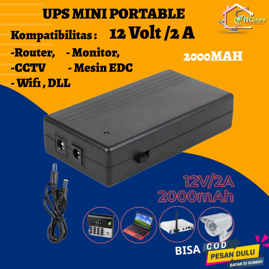 Jual Smart Portable UPS mini 12V/2A Dan 5V/2A 2000mAh Untuk Router, CCTV, monitor, mesin EDC DLL ...