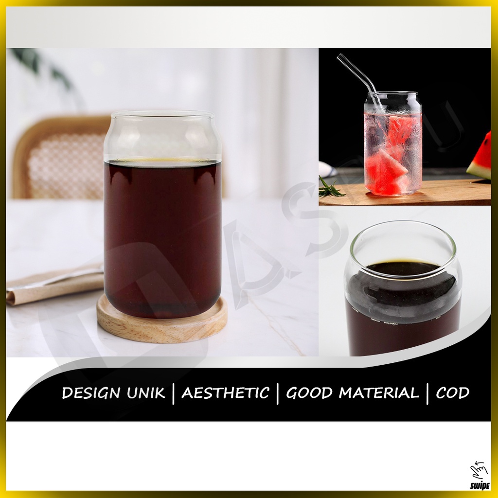 Jual One Two Cups Gelas Kaca Model Kaleng 400ml Cangkir Tempat Minuman ...