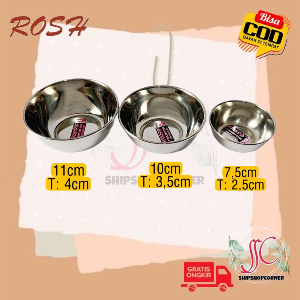 Jual ROSH Dinner bowl mangkok stainless mangkok kuah 7,5cm 10cm 11cm | Shopee Indonesia