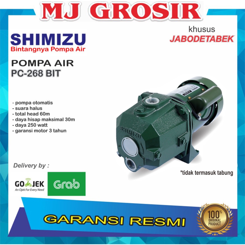 Jual POMPA AIR SHIMIZU JET PC 268 BIT PC268BIT ALAT PENYEDOT AIR WATER ...