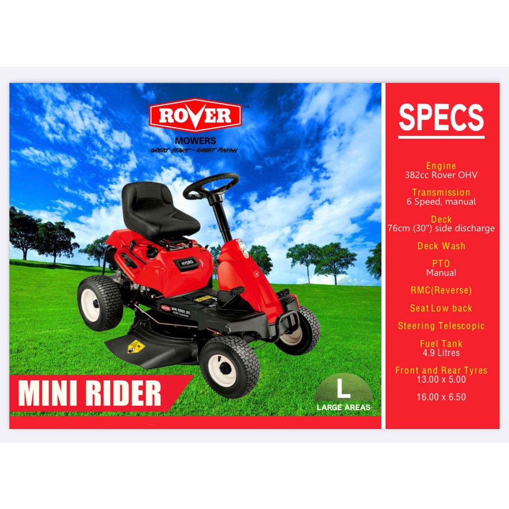 Jual Mesin Potong Rumput Mobil ROVER MINI RIDER 30" / Ride on Mower ...