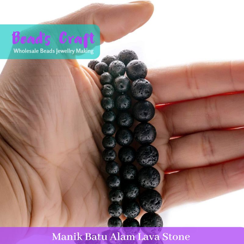 Jual Manik Batu Alam Lava Stone 4mm 6mm 8mm 10mm 12mm | Shopee Indonesia