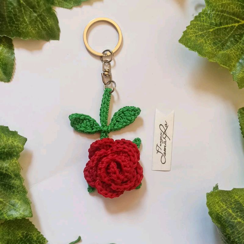 Jual gantungan kunci ROSE. keychain ROSE crochet rajut | Shopee Indonesia