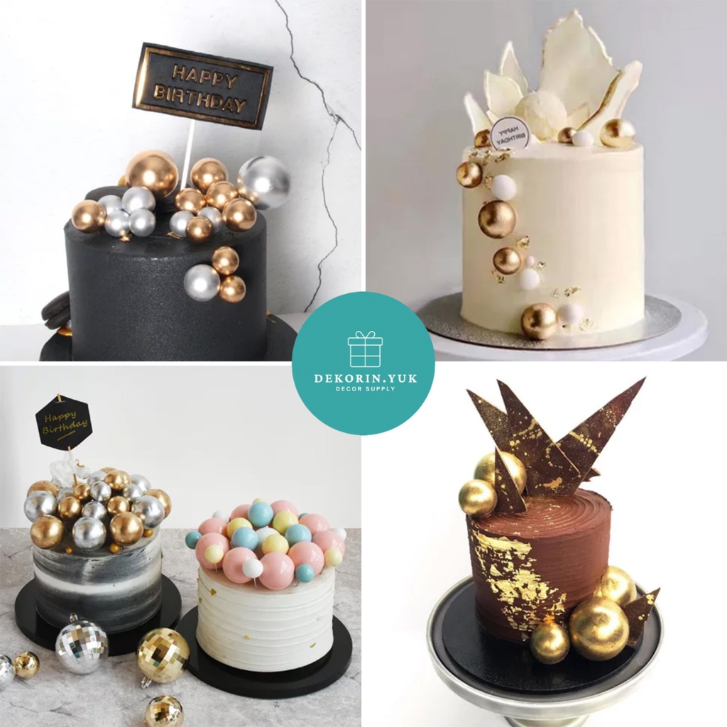 Jual CAKE TOPPER HAPPY BIRTHDAY HIASAN KUE BENTUK BOLA TUSUK GOLD EMAS ...