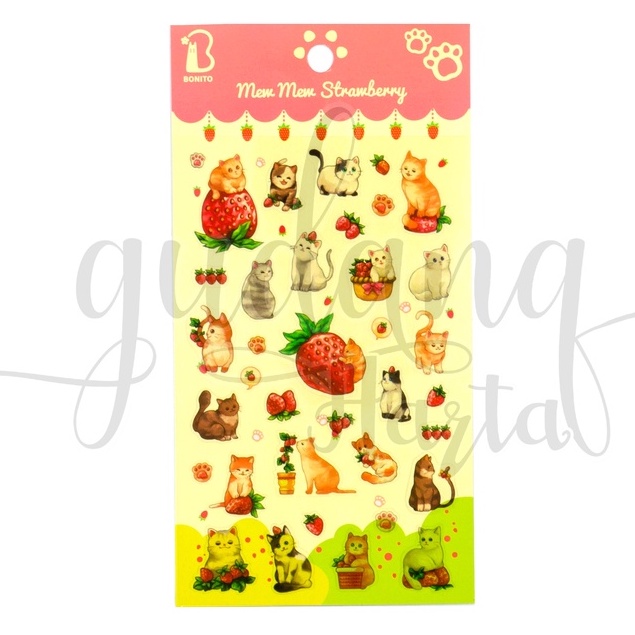 Jual Stiker Mew Mew Strawberry Sticker Motif Kucing Dan Buah DIY ...