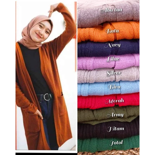 Jual Long Cardy rajut Belle bahan rajut tebal | Shopee Indonesia