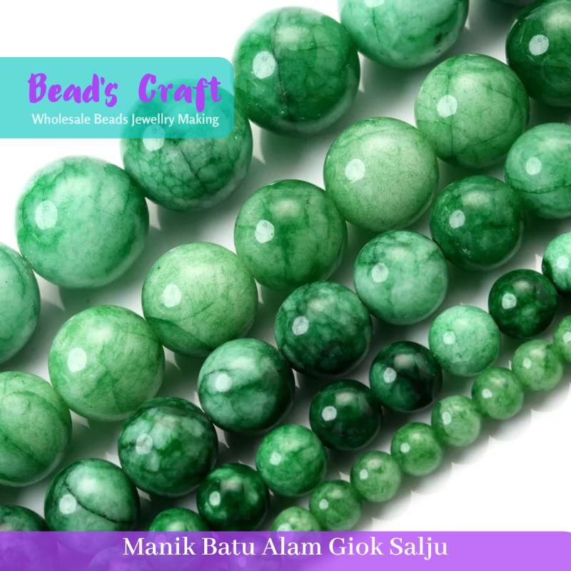 Jual Manik-Manik Batu Alam Giok Salju Round Beads Stone Kuarsa Bulat ...
