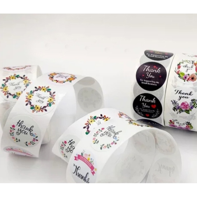 Jual Stiker label Thank You 500 pcs ( 1 Roll ) 25mm Produk Makanan ...