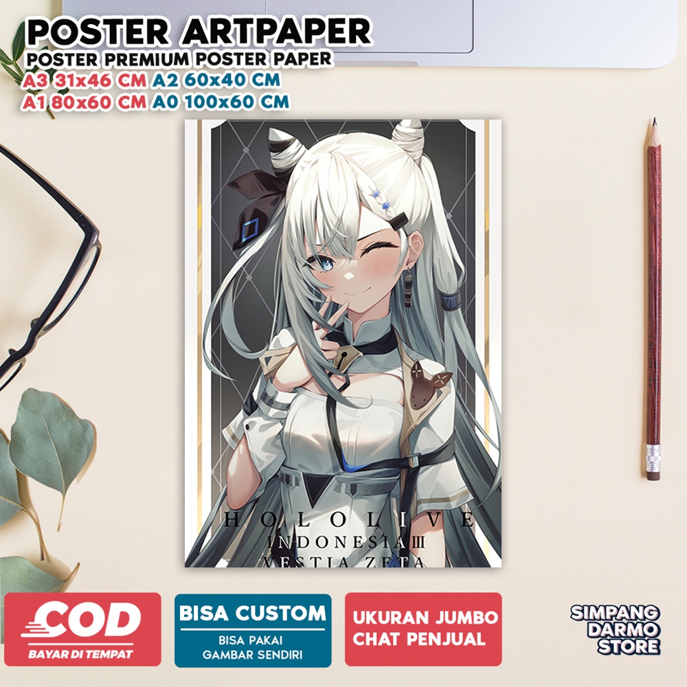 Jual Poster Vestia Zeta Hiasan Dinding Tema Anime Vtuber Virtual ...