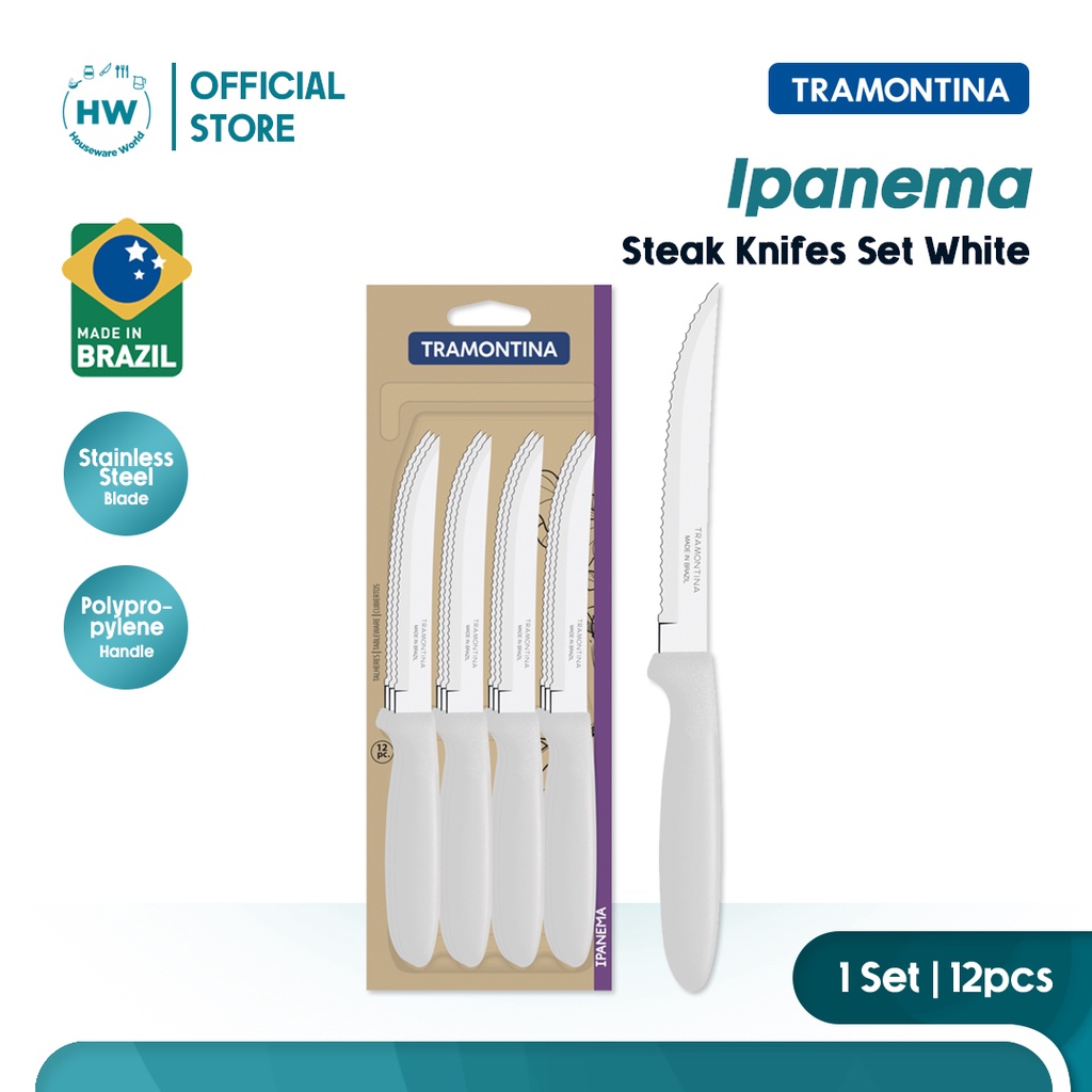 Jual Tramontina Pisau Steak 5" Set Ipanema Putih 12pcs - 1 Set | Shopee Indonesia