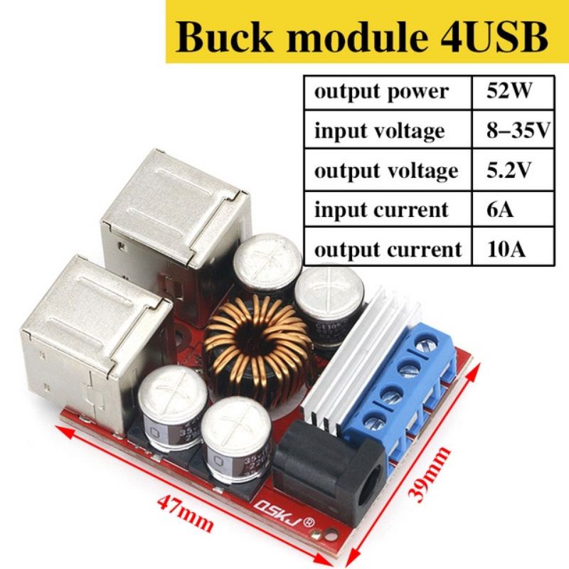 Jual Step Down USB 4 PORT 5v 8A StepDown DC 8-35V KIT Charger | Shopee ...