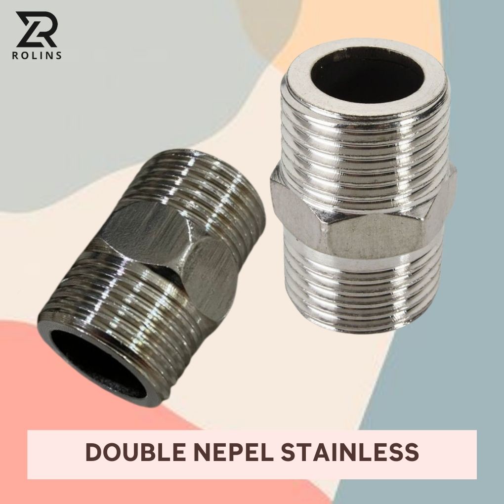 Jual Double nepel 1/2x1/2 stenlees / double nepel stenlees 1/2x1/2 ...