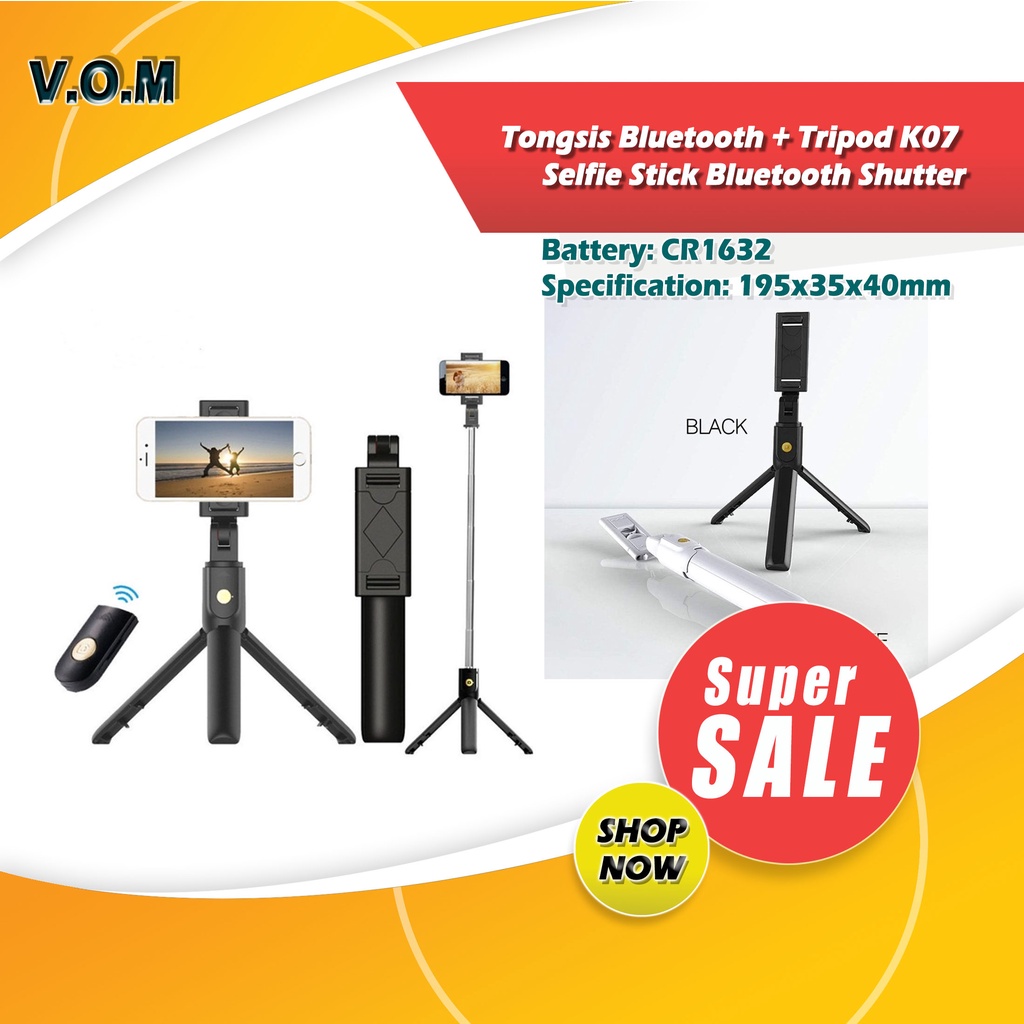 Jual Tongsis Bluetooth + Tripod K07 - Selfie Stick Bluetooth Shutter ...