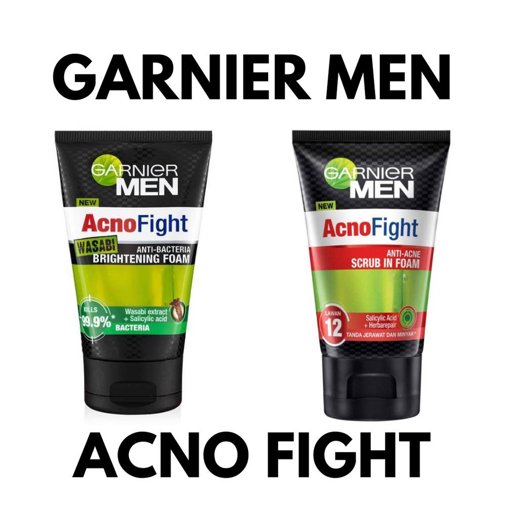 Jual Garnier Men Acno Fight Wasabi Brightening Foam dan Anti Acne Scrub ...