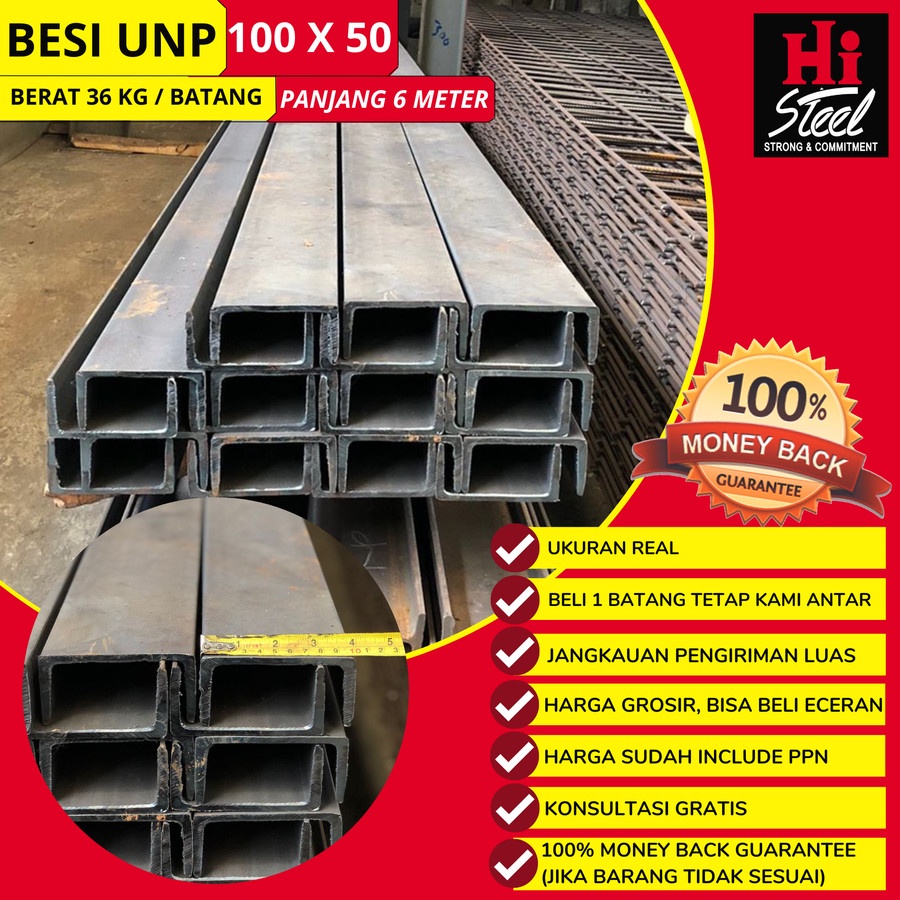 Jual Besi UNP 100 X 50 X 2.9mm X 6m | Shopee Indonesia