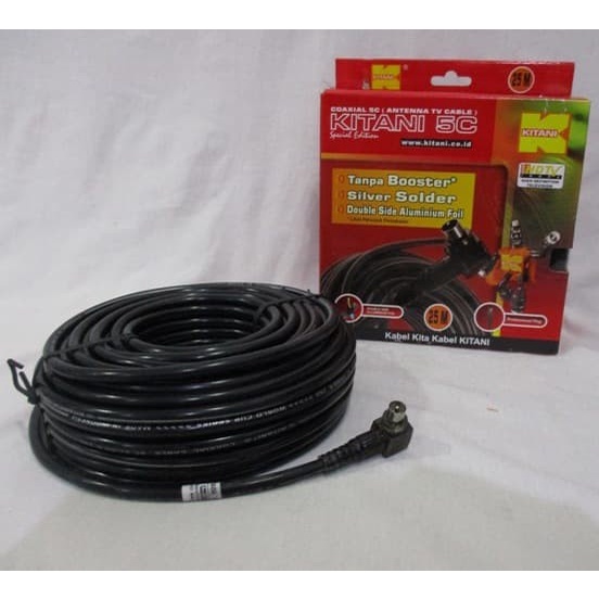 Jual Kabel Antena TV 5C+Jek Tanpa Booster 25 meter Full Tembaga KITANI | Shopee Indonesia