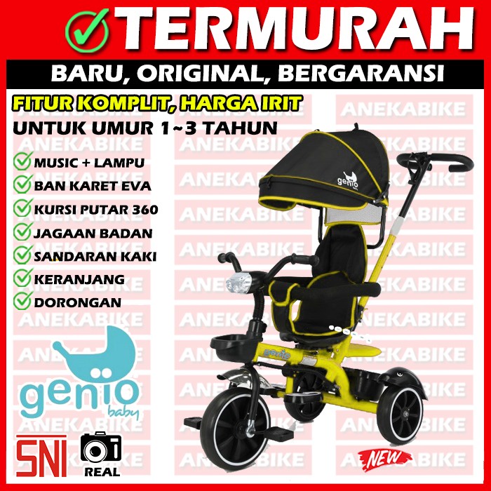 Jual Sepeda Anak Roda Tiga Stroller Roda 3 Genio BC01, Sepeda Anak Bayi ...