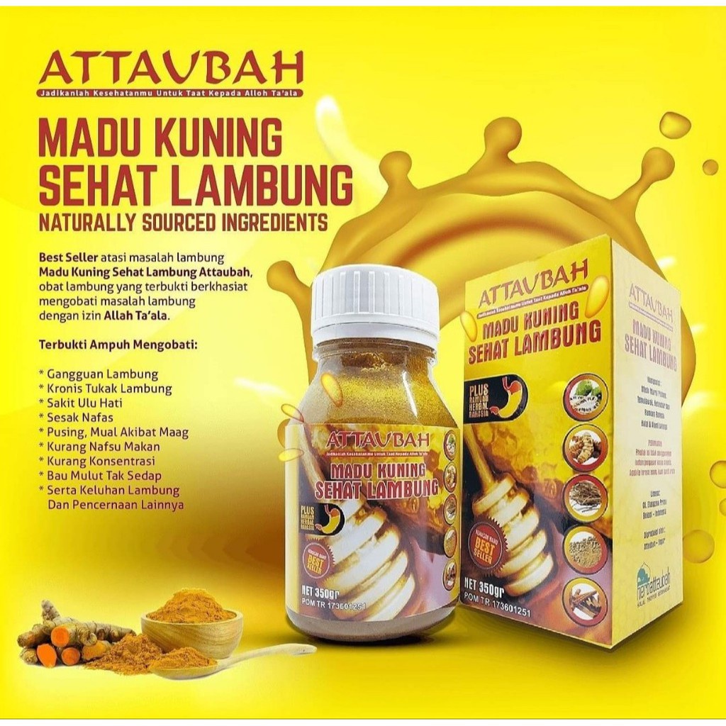 Jual Madu Kuning Sehat Lambung Attaubah 350 Gr Atasi Asam Lambung Gerd ...