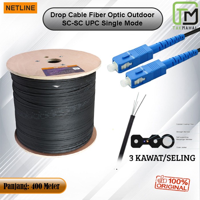 Jual Kabel FO Fiber Optic SC-SC Single mode 350m Outdoor Netline | Shopee Indonesia