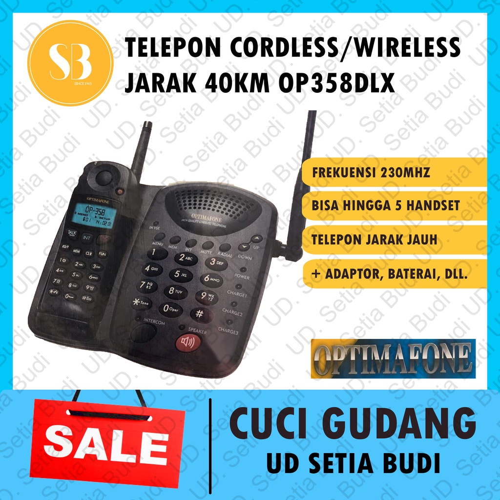 Jual Telepon Cordless / Wireless Jarak Hingga 40KM Optimafone OP-358DLX ...