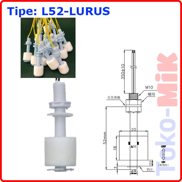 Jual WATER LEVEL FLOAT SWITCH SENSOR SAKLAR PELAMPUNG PERMUKAAN AIR ...