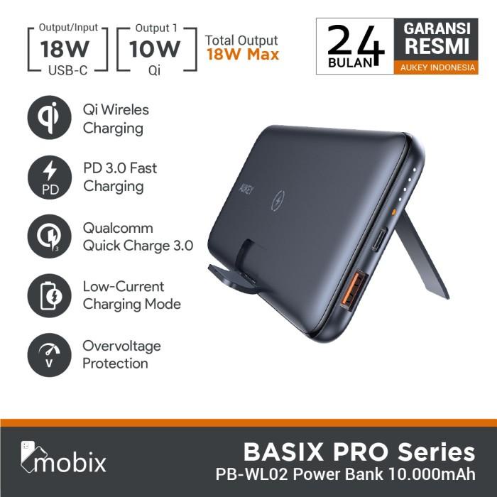 Jual Aukey Powerbank PB-WL02 Wireless Charging 10000mAh with PD&QC ...