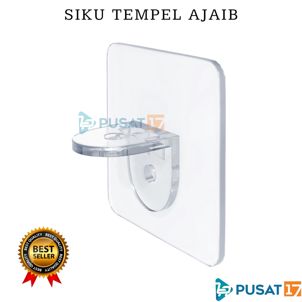 Jual PUSAT17 TEMPELAN SIKU DINDING AJAIB HOOK TEMPEL / SIKU PENYANGGA AMBALAN PARTISI SEKAT LACI ...