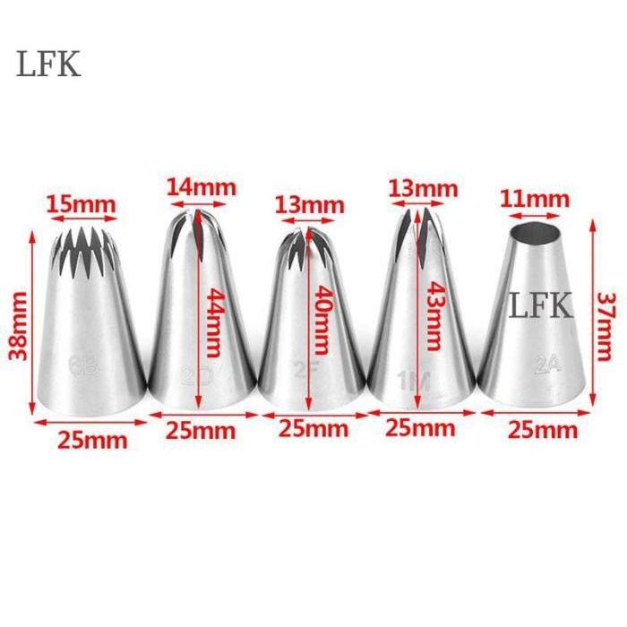 Jual SPUIT SET #2A#6B#2D#1M#2F 5PCS/SET PIPING NOZZLE DEKORASI KUE TIP ...
