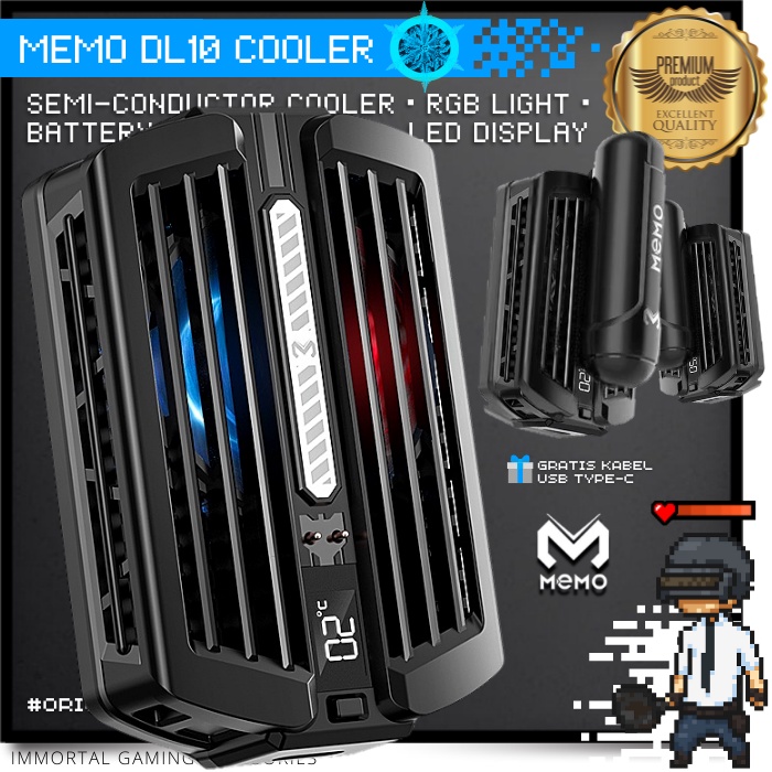 Jual [IM] MEMO DL10 Fan Cooler RGB Semiconductor Radiator Thermal Cooling Kipas Pendingin HP DL ...