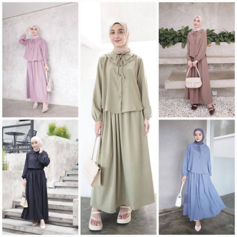 Jual Lavia Set Kerah Double | One Set Kekinian | Dress kekinian ...