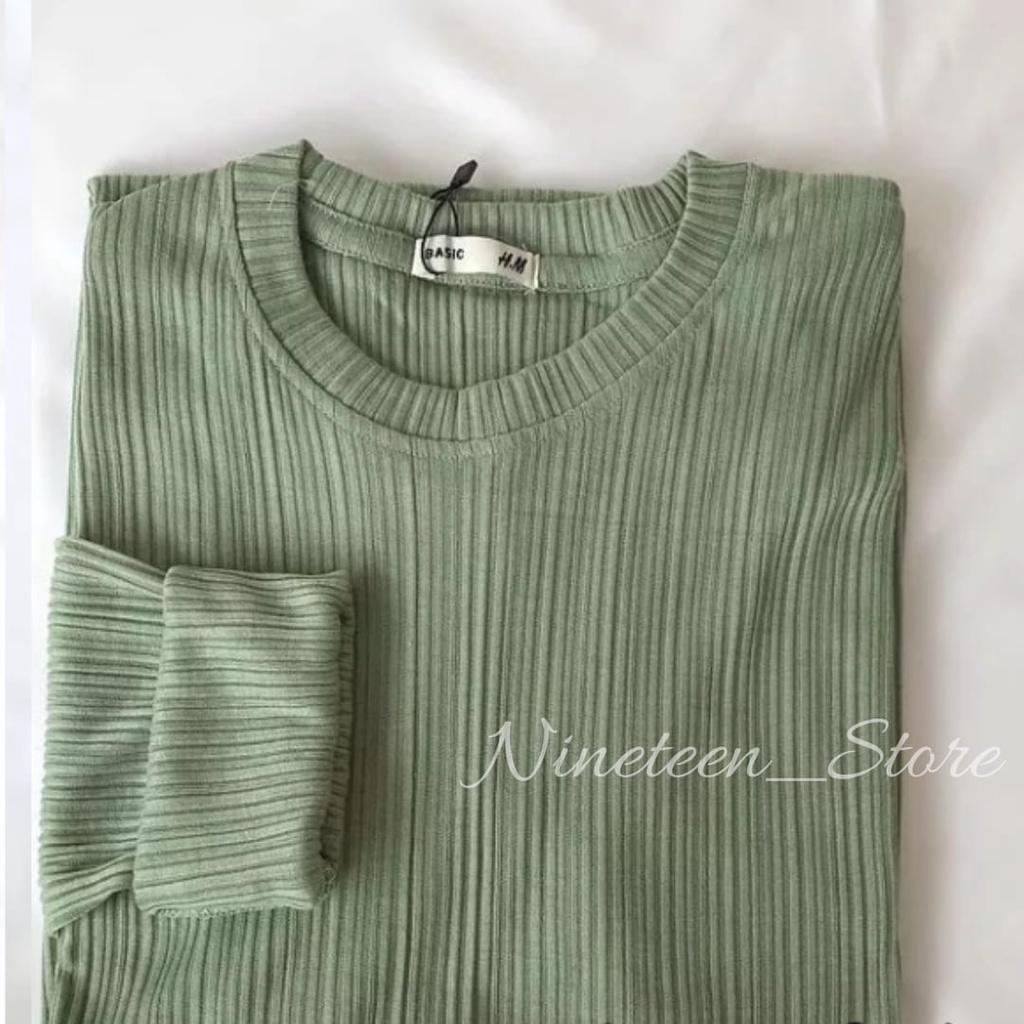 Jual KAOS RIB/ KAOS PLISKET LENGAN PANJANG WANITA/ KAOS CABUT JARUM ...