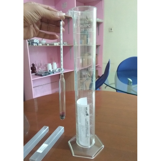 Jual Hydrometer untuk Test Density Solar Plus Gelas Ukur PMP 1 Liter ...