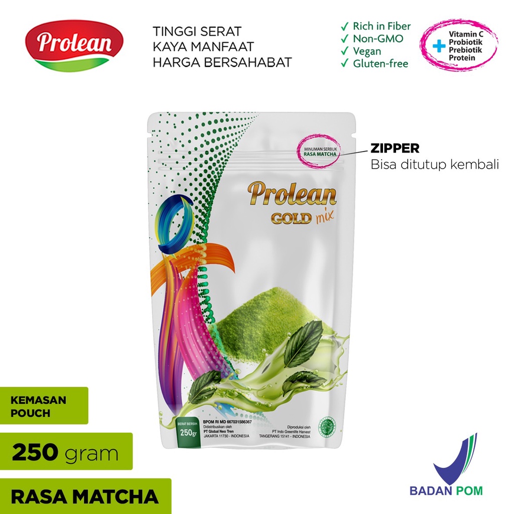 Jual Prolean | Psyllium husk gold mix chia seed rasa matcha @250gr ...