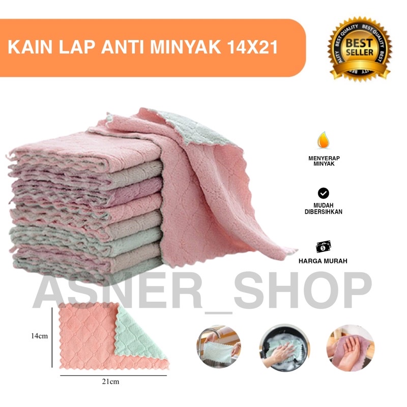 Jual Kain Lap piring anti minyak Microfiber Bersih Dapur Piring Meja ...